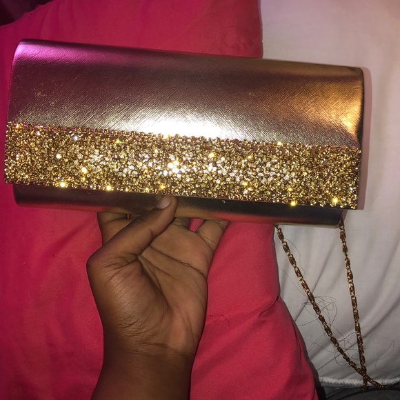 Bags | Gold Clutch Chain Attached | Poshmark
